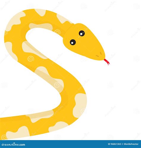 Yellow Python Snake Red Tongue Golden Crawling Serpent With Spot Cute