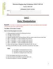 EET Lab Data Manipulation Pdf Electrical Engineering Technician AMAT SETAS Course EET