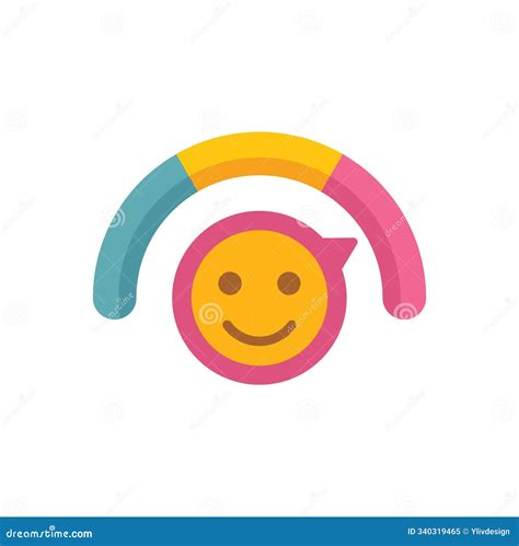 Colorful Speedometer Chart Showing Customer Satisfaction Rating With Smiling Face Stock