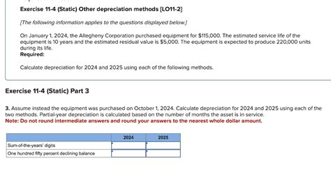 Solved Exercise Static Other Depreciation Methods Chegg