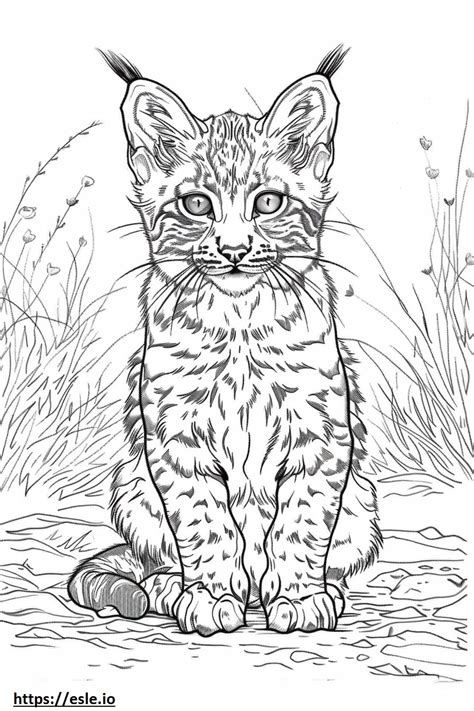 African Golden Cat Cartoon Coloring Page
