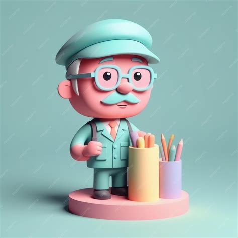 Premium Photo 3d Render Of A Cute Character With Glasses And A Cap 3d