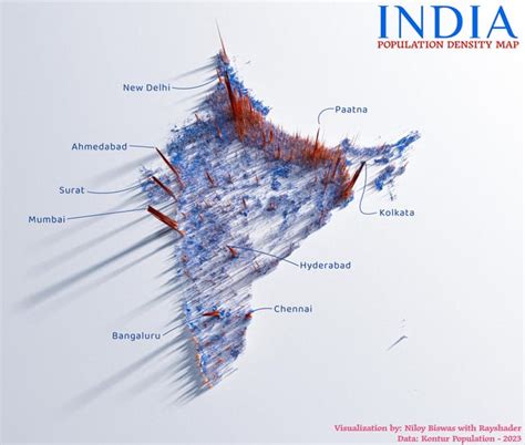 Oc A Population Density Map Of India Rdataisbeautiful