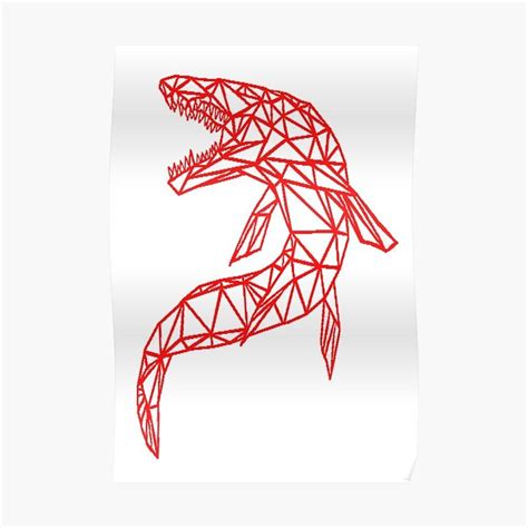 Mosasaurus Red Line Edition Poster For Sale By Naomiwallace321