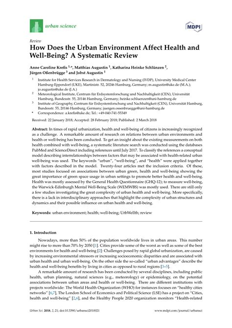 PDF How Does The Urban Environment Affect Health And Well Being A Systematic Review