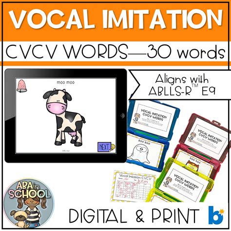 Repeat Sounds Articulation Cards Cvcv Words Ablls E9 Aba In School