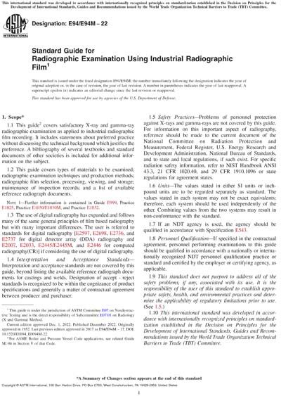 Astm E94e94m 22 Standard Guide For Radiographic Examination Using