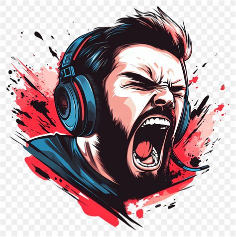 Gaming Rage Mode Energetic Gamer With Headset PNG 4284x4296px Gaming Rage Mode Art