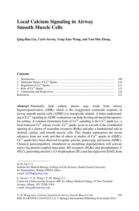 Pdf Local Calcium Signaling In Airway Smooth Muscle Cells