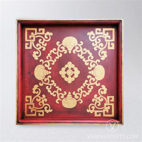 Tibetan Square Tray With Conch Shell Motif Vajrasecrets
