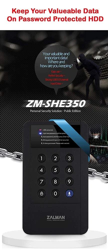 USB 3.0 Password Encrypted 2.5" External HDD Enclosure (ZM-SHE500) 1 TB ...
