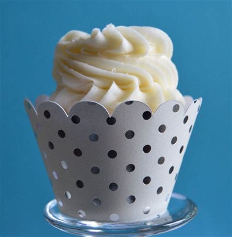 Silver Metallic Polka Dot Cupcake Wrappers Standard Or Mini Polka