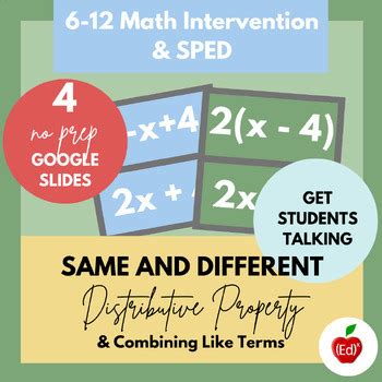 Combining Like Terms And Distributive Property Activity TPT