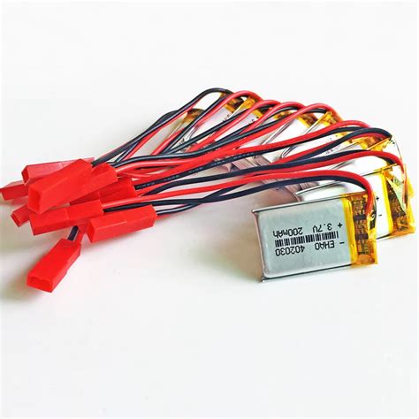 Lot 10 Pcs 402030 3 7V 200mAh LiPo Rechargeable Battery JST SYP 2 2pin