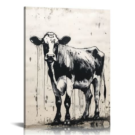 Eastsmooth Highland Cow Canvas Wall Art For Bathroom Funny Graffiti