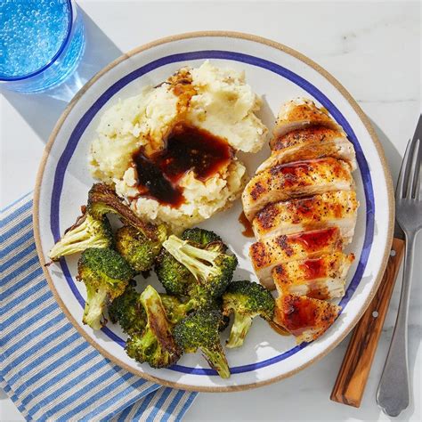 Recipe Balsamic Chicken And Mashed Potatoes With Roasted Broccoli Blue