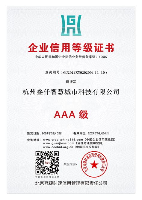 Aaa级企业信用等级证书 智能电力网