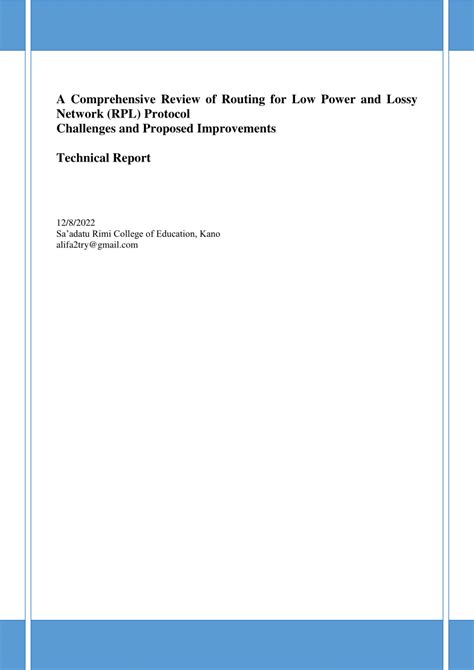 Pdf A Comprehensive Review Of Routing For Low Power And Lossy Network