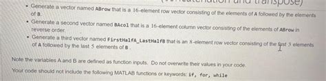 Solved Matlab Exercise Vector Creation Concatenation And
