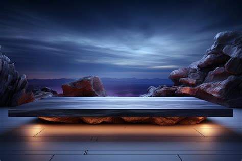 Premium Ai Image Universal Abstract Backdrop In Grayblue Featuring Integrated Lighting For