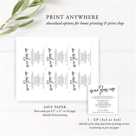 Wine Glass Care Card Template Printable Care Instructions Etsy Canada