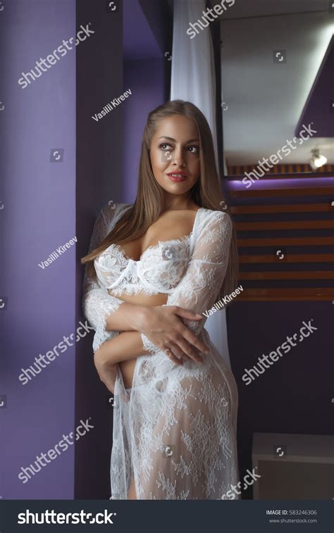 Sexy Woman White Lingerie On Background Stock Photo Shutterstock