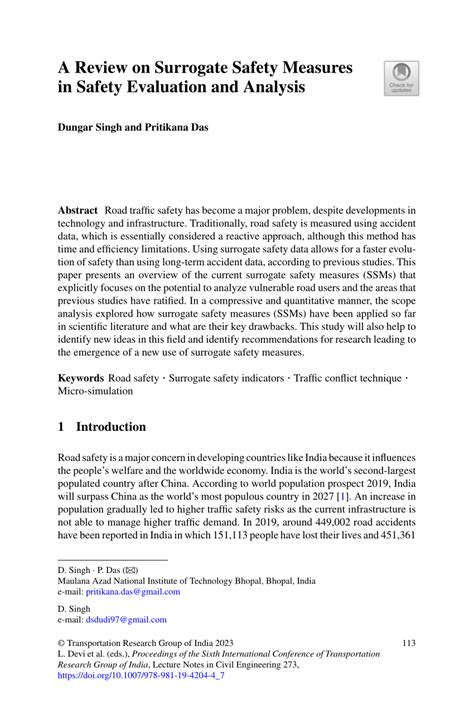 Pdf A Review On Surrogate Safety Measures In Safety Evaluation And