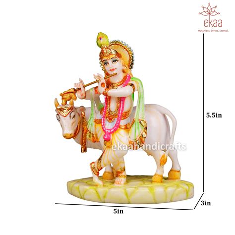 Krishna Statue With Cow In Culture Marble Ekaa Handicrafts
