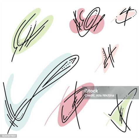 다른 모양의 창조적 인 낙서 아트 헤더 추상적인 현대 현대 트렌디 한 벡터 일러스트 모든 요소는 격리됩니다 0명에 대한 스톡
