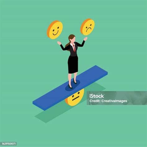 감정 조절 일 스트레스 또는 슬픔과 행복한 생활 사이의 느낌의 균형 3차원 형태에 대한 스톡 벡터 아트 및 기타 이미지 3차원 형태 감정 개성 개념 Istock