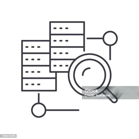 데이터 쿼리 아이콘 선형 격리 된 그림 얇은 줄 벡터 웹 디자인 기호 흰색 배경에 편집 가능한 스트로크와 개요 개념 기호 개념에 대한 스톡 벡터 아트 및 기타 이미지
