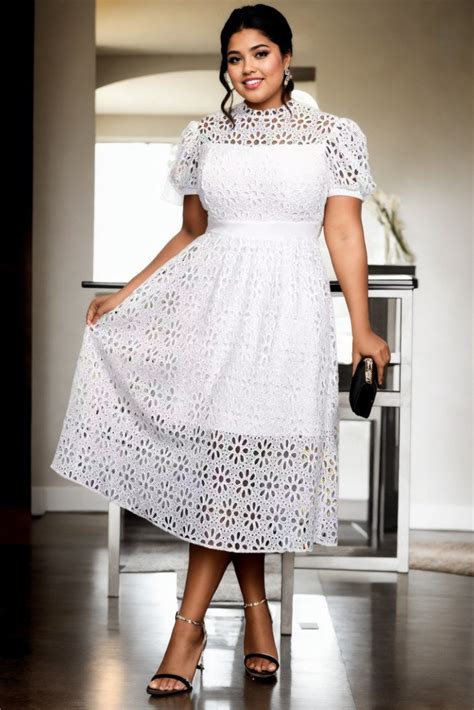 Alianna Plus Size White Lace Cocktail Dress Hello Curve