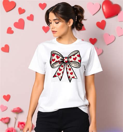 Valentine Red Heart Bow Black Outline 71821 Dtf Transfer Mud And Grace