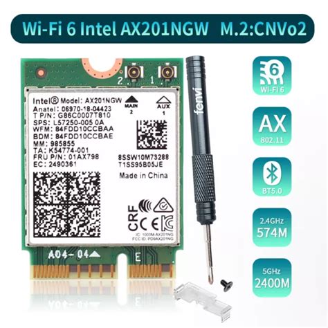 Intel Wifi 6 Ax201 Ax201ngw Ngff M 2 Cnvio2 Scheda Bluetooth Wireless