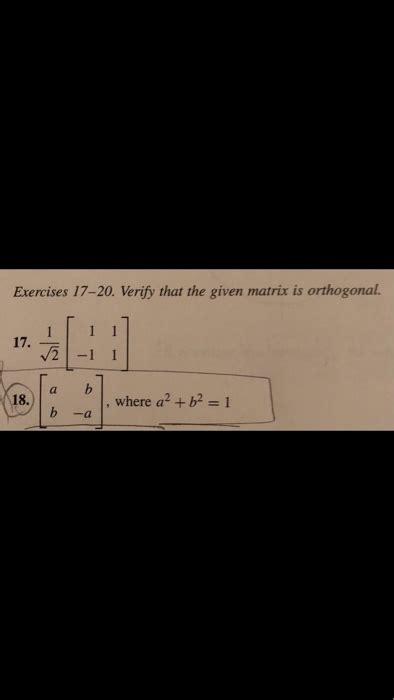 Solved Exercises Verify That The Given Matrix Is Chegg
