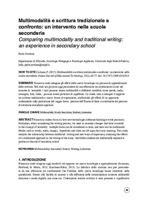 pdf comparing multimodality and traditional writing an experience in