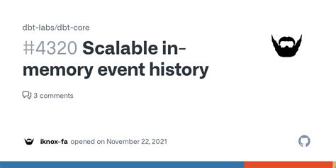 Scalable In Memory Event History Issue Dbt Labs Dbt Core Github