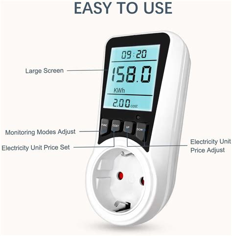 Licznik prądu do gniazdka miernik zużycia energii z wyświetlaczem LCD