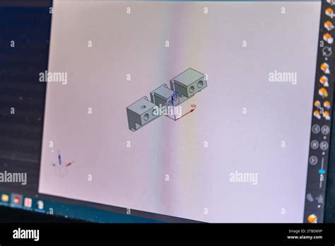 Computer Screen With A Model Of Metal Piece In A Cnc Modern Factory Computer Screen With A Model Of Metal Piece In A Cnc Modern Factory