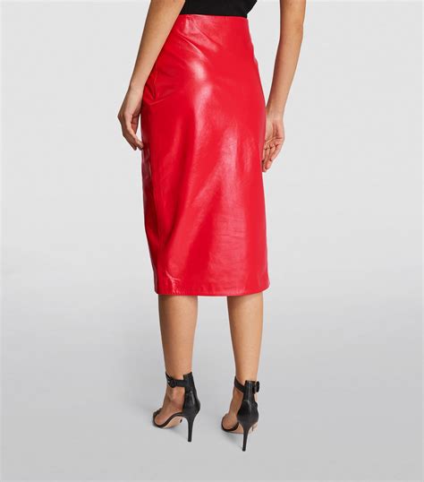 Womens Zeynep Arcay Red Leather Midi Skirt Harrods Uk