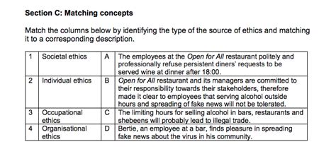 Solved Section C Matching Concepts Match The Columns Below Chegg Com