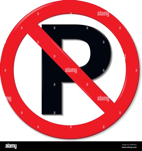 No Parking Red Sign Isolated On White Background Vector Illustration