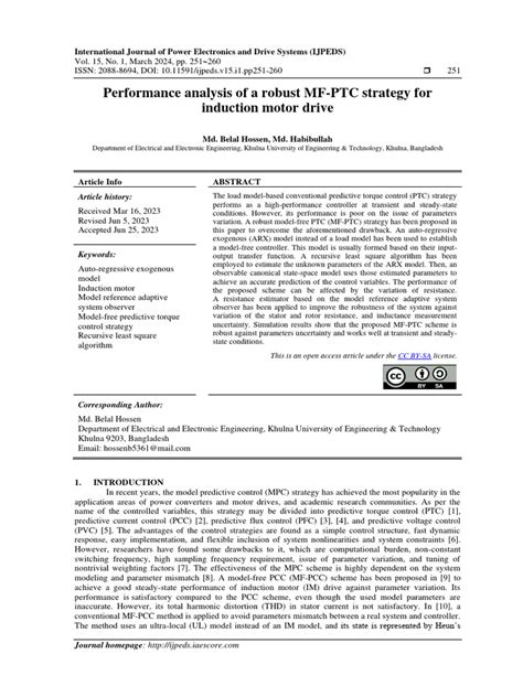 Performance Analysis Of A Robust Mf Ptc Strategy For Induction Motor