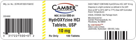 NDC To RxNorm Crosswalk 31722 501 Hydroxyzine Hydrochloride Tablet
