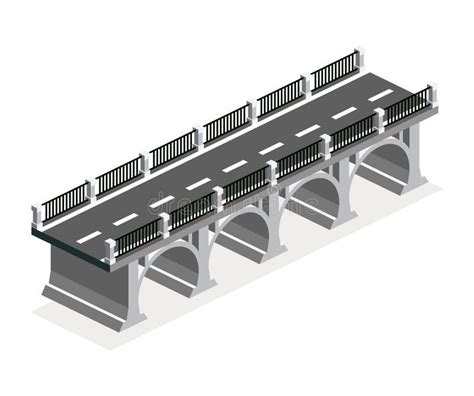 Isometric Bridge With Arches Road Icon Urban Infrastructure Highway