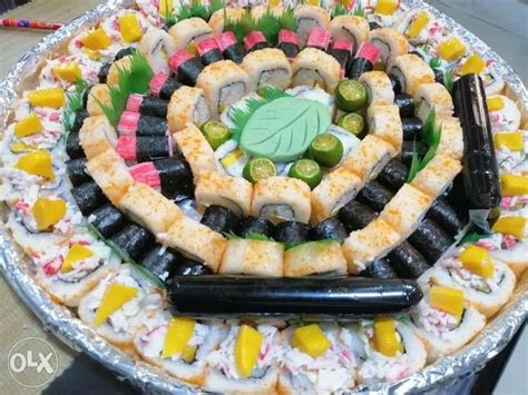 Assorted Maki Sushi Party Platter Food And Drinks Homemade Bakes On