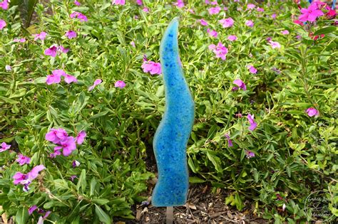 Garden Art Reed Fused Glass Blue Tweed Glass Art By Margot