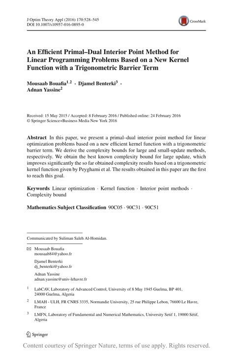An Efficient Primaldual Interior Point Method For Linear Programming