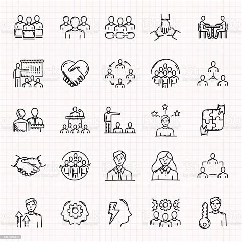 ビジネスマン手描きアイコンセット落書きスタイルベクターイラスト アイコンのベクターアート素材や画像を多数ご用意 アイコン