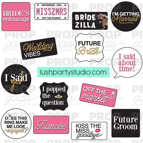 Engagement Bachelorette Photo Booth Prop Signs Bundle Worksheets Library